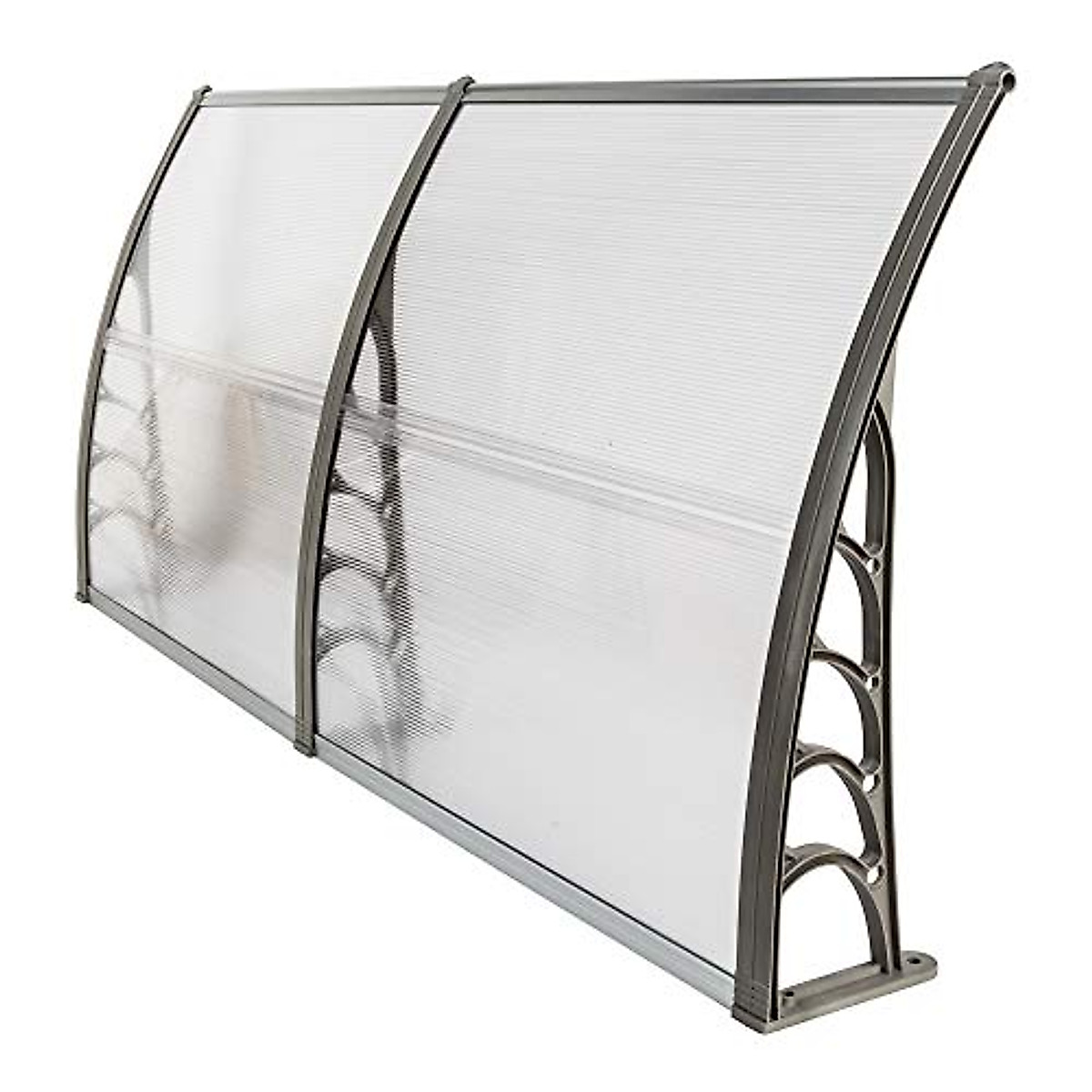 FCH Window Awning Door Canopy, 40" x 80" Window Awning Overhead Door Modern Polycarbonate Cover Outdoor Front Door Patio Canopy UV Rain Snow Sunlight Protection Hollow Sheet/Silver & Gray
