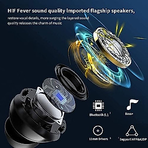 Wireless Earbud, Bluetooth 5.3 Headphones Bluetooth Earbud with Mics, Wireless Earphones in Ear Noise Cancelling Wireless Headphons Deep Bass IPX5 Waterproof Ear Buds Black Pro