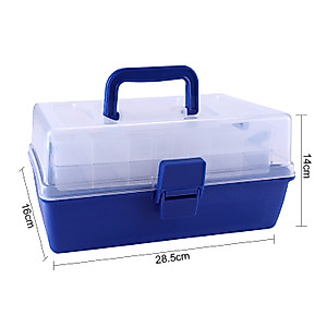 3-Tier Portable Fishing Box Hardware Toolbox Tool Organizer Box Parts Storage Boxes with Removable Plastic Divider for Various Sizes of Bait Hook Fish Float Outdoor Fishing Supplies