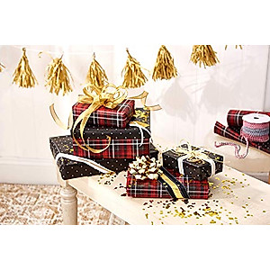 American Greetings Reversible Wrapping Paper Jumbo, Red and Black Plaid (1 Roll, 175 sq. ft)