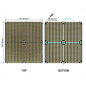 ElectroCookie PCB Prototype Board, Snappable Strip Board with Power Rails for Electronics Projects Compatible for DIY Arduino Soldering Projects, Gold-Plated, 3.8"x3.5" (2 Pack, Matte Black)