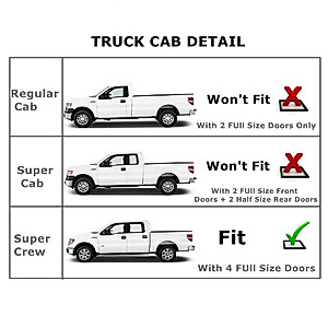 Outside Mount Window Visors Sun Rain Guards Deflectors fit 2009-2014 Ford F-150 SuperCrew 2010-2014 SVT Raptor SuperCrew