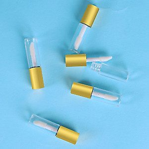 Mydio 50 Pack 1.2ML Clear Mini Lip Gloss Tube Empty Lip Balm Containers With Gold Lid for Lipstick (Gold)