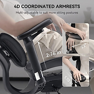 SIHOO Doro S100 Ergonomic Office Chair - with Dual Dynamic Lumbar Support, 5-Level Adjustable Backrest, 4D Coordinated Armrests, 135-degree Max. Recline Angle, Suitable for Home Office (Black)