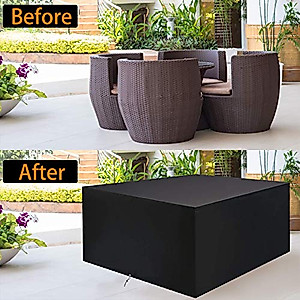 Mancro Square Patio Table Cover, 48 Inch Water-Resistant Outdoor Patio Furniture Cover for Table and Chairs, Windproof & UV-Protection Patio Cover 48L x 48W x 29H