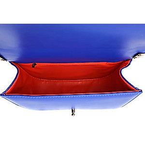 MariaKinz Leather Shoulder/Crossbody Bags and Purse with Convertible Strap (Blue Rhombuses)