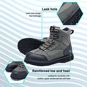 8 Fans Wading Boots for Men,Anti-Slip Rubble Sole Comfortable Durable Material Good for Fishing or Hunting Size13