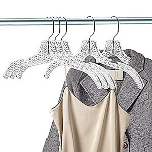 Quality Hangers Clear Hangers 24 Pack - Crystal Cut Hangers for Clothes - Durable Plastic Hanger Set - Invisible Dress Hangers for Suits - Heavy Duty Hangers - Nonslip Coat and Shirt Hangers, 17" inch