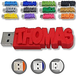 Customized USB Stick with Personalized Name, Date or Message in Your Choice of 15 Vibrant Colors. Choose 8, 16, 32GB Thumb Drive. Fun Gift for Birthday, Wedding, Business