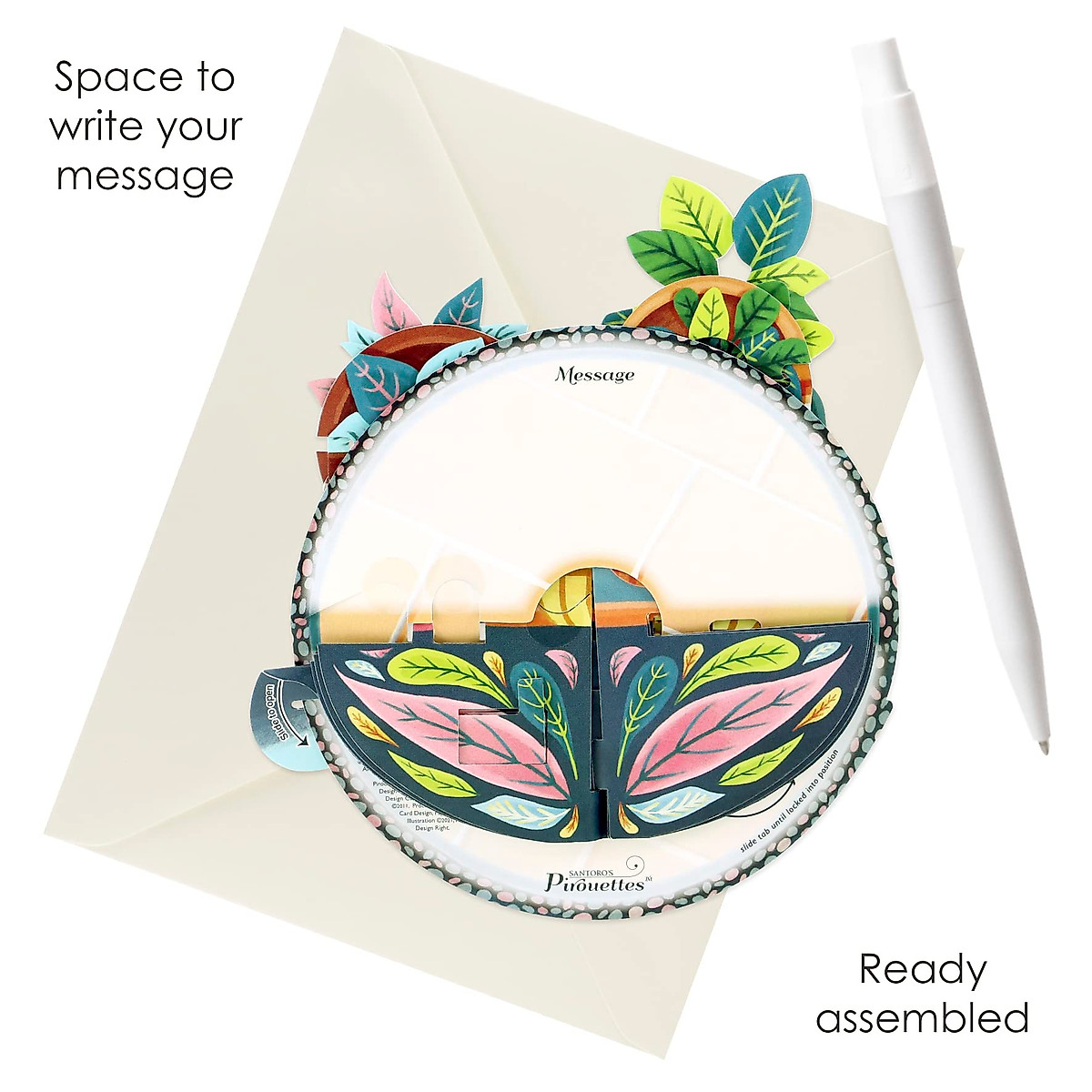 SANTORO Pirouette, 3D Pop Up Greeting Card - Potted Plants - For Him, Her, Mum, Birthday, New Home, New Job, Thank You | Housewarming Gift For Men, Women