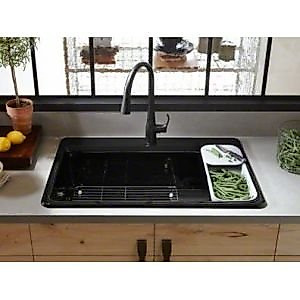 KOHLER K-6239-0 Riverby Rinsing Colander with Convenience Cutting Board, White 1.00 x 6.88 x 15.69 inches