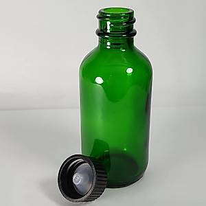 Bioll 60ml (2 oz) Boston Glass Bottles. Essential Oil Bottle With Black Poly Cone Lids. For Potion,Juice,Ginger Shots,Oils, Whiskey,Perfume,Aromatherapy,Lab Refillable Sample Vials -12 pack (Green)