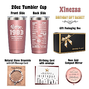 Xinezaa 41st Birthday Gifts Set for Men Women, 41st Birthday Gift for Friend Coworker Wife Mom Aunt, Happy 41 Years Old Birthday Party Decorations, 20oz Tumbler Cup, Rose Gold