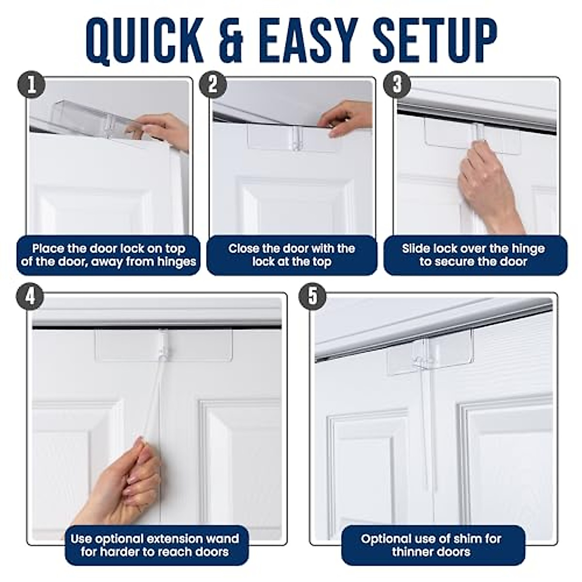 (4- Pack) - Safety Innovations Bi-fold Door Lock - Closet Protection Child and Pet Proof Bi-fold Door Lock - Tool-Free Installation - Made from Unbreakable Clear Polycarbonate