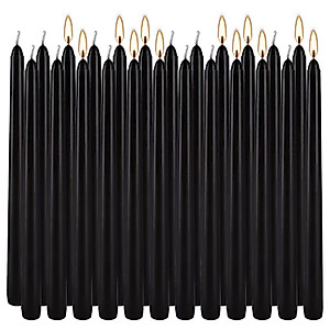YOROXRG 24 Pack Black Taper Candles, 7-8 Hours Burn Time, Unscented, Smokeless and Dripless, 0.75 x 10 Inch Dinner Candle Set for Household, Wedding, Party and Home Décor Candlesticks