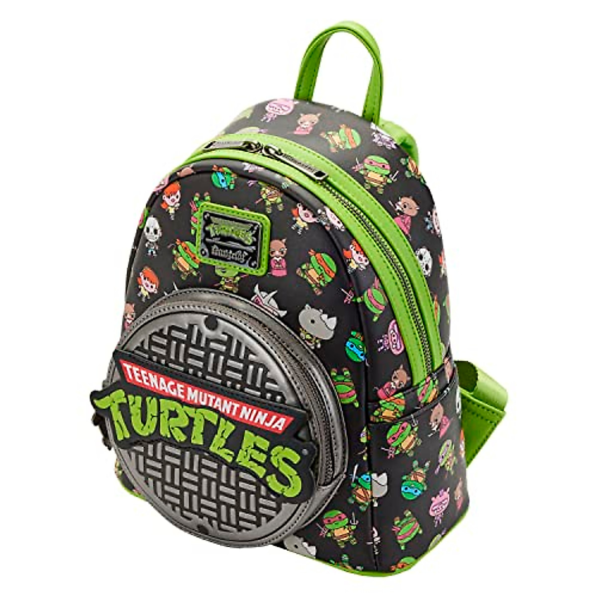 Loungefly Teenage Mutant Ninja Turtles Sewer Cap AOP Womens Double Strap Shoulder Bag Purse