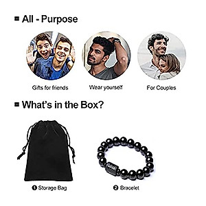 SX Commerce Natural Obsidian Stone Bead Bracelet Couple Men 10mm and Women 8mm Dragon and Phoenix Totem Jewelry (Phoenix)