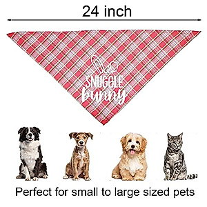 JOTFA Easter Dog Bandana Bunny Costumes, Easter Bunny Dog Headband Buffalo Plaid Dog Easter Bandanas for Small Medium Large Dogs