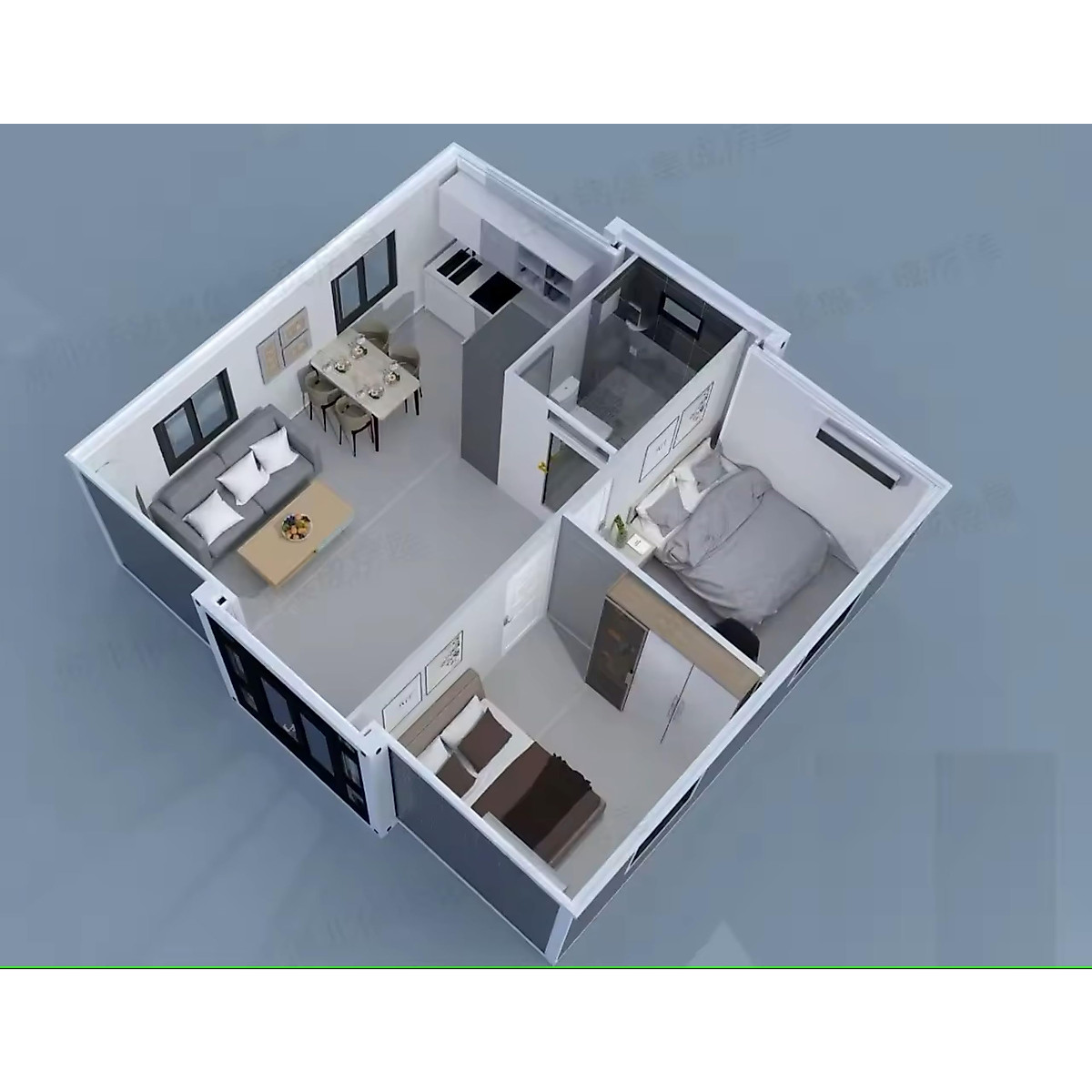 Heat Insulated Cheap 3 Bedroom Luxury 20ft Movable Foldable Expandable, Prefab Container House Foldable Villa