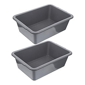 Unomor 2pcs Box Storage Basket Rectangular Bus Tubs Dish Washing Tub Dish Basin Dish Wash Basin Commercial Tote Tub Restaurant Wash Basin Vegetable Tote Tub Utility Bus Tub Grey Pp