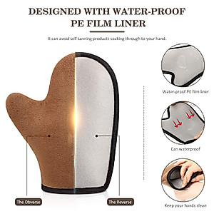 SATINIOR 4 Packs Self Tanning Mitt Applicators Double Sided Sunless Tanning Mittens Reusable Applicator Mittens Tanner Gloves with Thumb(Brown)