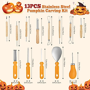 LINHONGFU Halloween Pumpkin Carving Kit, 13 Piece Stainless Steel Pumpkin Carving Tools for Adults & Kids, Professional Sculpting Tools with Handbag Carve Jack-O-Lanterns Halloween Decorations
