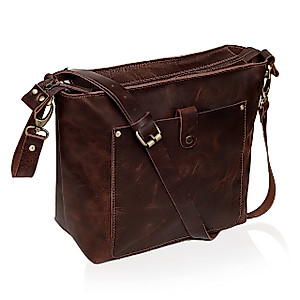RUZIOON "IMAGINATION AT WORK." Leather Crossbody Bags for Women, leather purses and handbags, Leather Shoulder sling bag, Leather tote bag (dark brown)