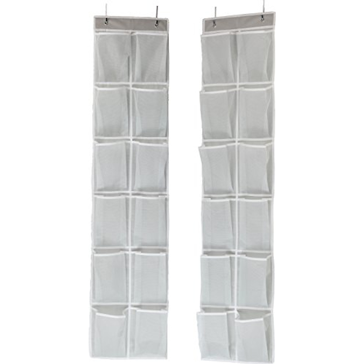 Simple Houseware 24 Pockets - 2PK 12 Large Pockets Over Door Hanging Shoe Organizer, Grey