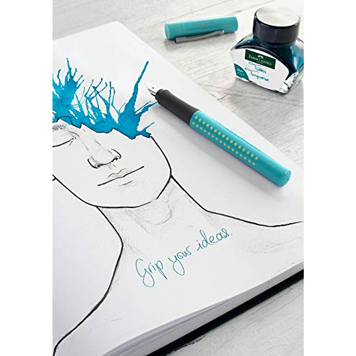 Faber-Castell 140916 Grip 2010 M Fountain Pen - Turquoise