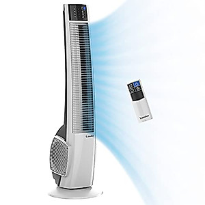 Lasko Oscillating Tower Fan, Remote Control, Timer, 4 Quiet Speeds, for Bedroom, Home Office and Kitchen, 38", White, T38400