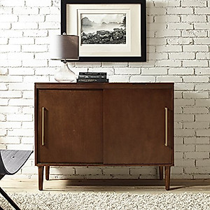 Crosley Furniture Everett Media Console and Record Player Stand with Storage for Vinyl Records, Mahogany