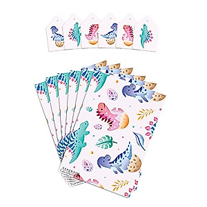 CENTRAL 23 Dinosaur Wrapping Paper - For Baby Boys and Girls - 6 Sheets Dinosaur Gift Wrap - For Birthday, Chritmas, Holiday, Baby Shower - Comes With Fun Stickers