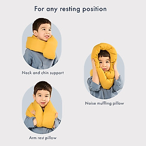 Huzi Infinity Pillow Mini - Kids Travel Neck Pillow - Machine Washable - Home Travel Flight Road Car Train Trips (Navy)