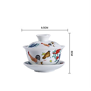 DOITOOL China Traditional Teacup Ceramic Chinese Tea Cup Porcelain Tea Bowl Gaiwan Teacup with Lid and Saucer Teapot Teaware for Home Tabletop Decor White