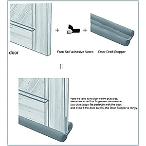 DreamQuil Twin Door Draft Stopper, Under Door Draft Blocker Door Sweep Weather Stripping Free Adhesive Adjustable Noise Stopper (White, 32-36 Inch)