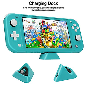 Switch Lite Accessories Bundle, Kit with Carrying Case,TPU Case Cover with Screen Protector,Charging Dock,Playstand, Game Case, USB Cable, Stylus,Thumb Grip Caps for Nintendo Switch Lite (Turquoise)