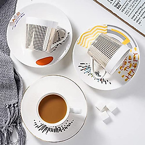 JINYISI Rotating Dynamic Reflection Cup,Mirror Reflection Coffee Cups,Coffee Cups Ceramic,for Office and Home,with Saucer and Spoon 300ml