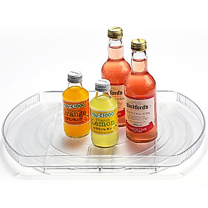 LAMU Lazy Susan Organizer for Refrigerator 15.4''x11'' Turntable Organizer for Fridge, Cabinet, Pantry, Kitchen Bathroom Vanity Makeup Refrigerator Organizers and Storage, Clear, Rectangle,1Pack