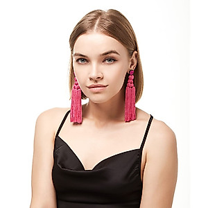 long tassel earrings (Hot Pink E)