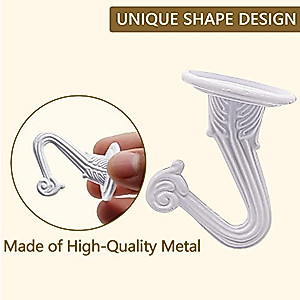 HARSKIYER 2Sets White Ceiling Metal Hooks, 1-1/2" / 38mm Ceiling Mounted Retro Hooks Heavy Duty Swag Jumbo Swag Hook for Hanging Plants Fruit Basket Chandeliers Ornament Wind Chimes