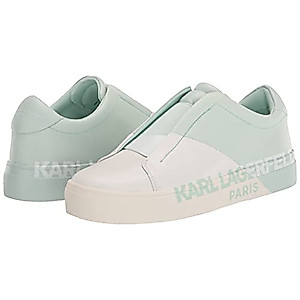Karl Lagerfeld Paris Women's Cyrene Studded Slip on Sneaker, Mint Julep/Bright White, 9
