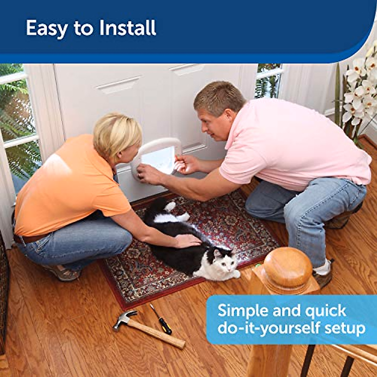 PetSafe Exterior / Interior Cat Door: Staywell Big Cat 4-Way Locking Pet Door Flap for Large Cats - Tinted Privacy Door - Weatherproof, Durable Door Frame - DIY Easy Install with Hardware Kit Included