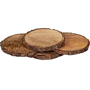 UNI_CRAFTS Natural Wooden Rustic Coasters with Tree Bark | Wood Coaster Pieces Craft Wood kit | Mango Wood Coasters for Your Drinks, Beverages & Wine/Bar Glasses (Coasters Set of 4)