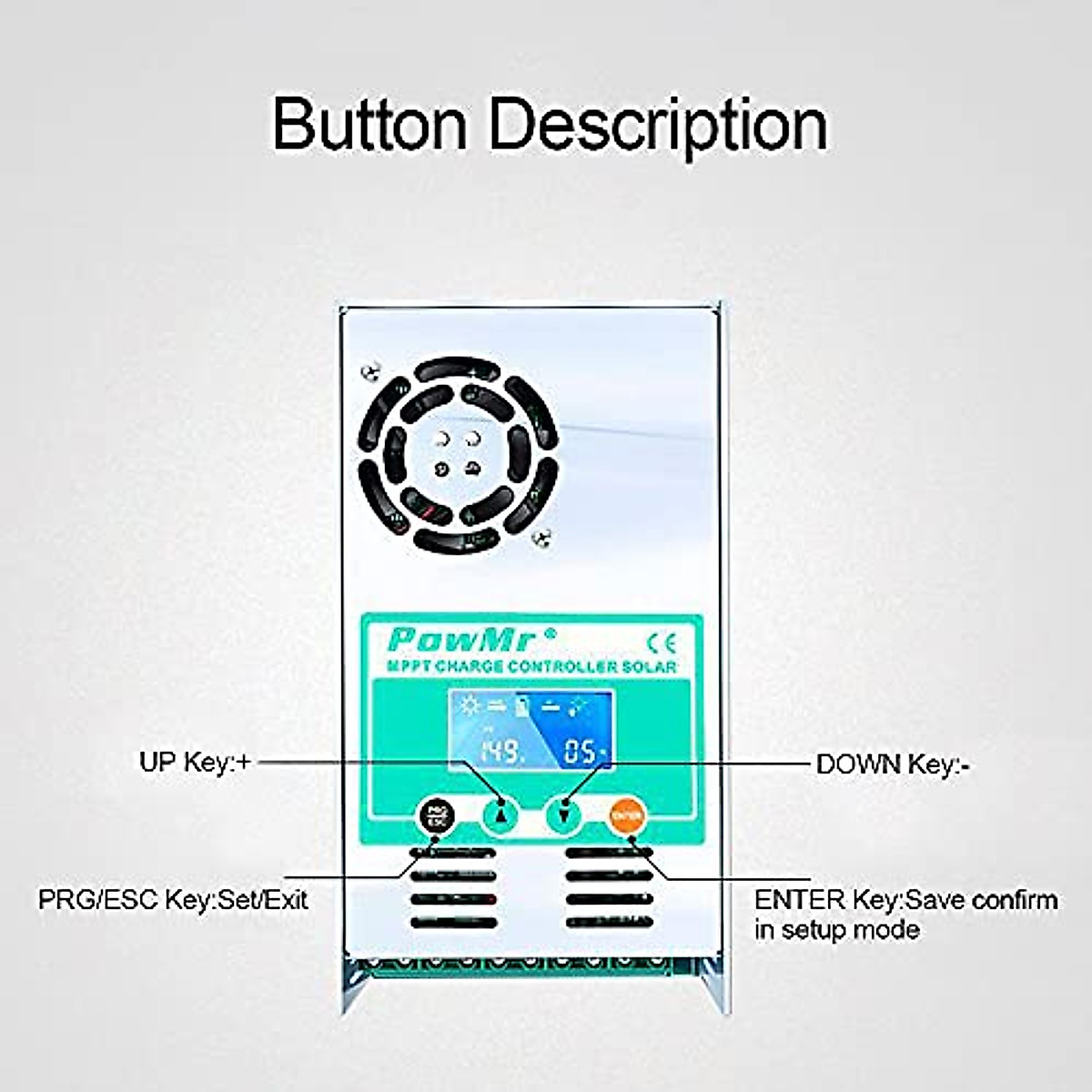 Kavolet MPPT-60A Solar Charge Controller with Fan, 12/24/36/48V Auto-Max DC150V Input, LCD Display, for Vented Sealed Gel Lithium Battery