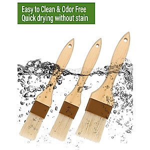 Pastry brush,Basting brush for Cooking,Natural Bristle BBQ Brush for Oil & Sauce,Wooden Handle Food Brush for Baking,Easy Clean Butter Brush,Durable Kitchen Culinary Utensil (1", 1 1/2 Inch,3 Pack)
