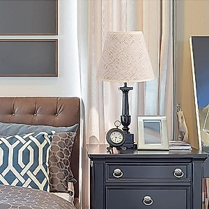 Amorettise 4-Pack Natural Linen Lamp Shades, Drum Lampshades 7.8" Top x 9.8" Bottom x 9.8"High, Small Lampshade Covers Required Assembly for Table Lamp, Bedside Lamp, Spider Fitter, Flaxen