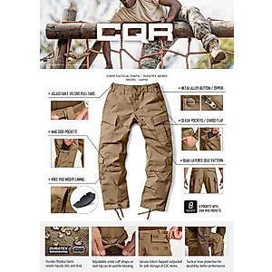 CQR Men's Tactical Pants, Military Combat BDU/ACU Cargo Pants, Water Resistant Ripstop Work Pants, Hiking Outdoor Apparel, Combat Inspired Assault Pants Black, Large