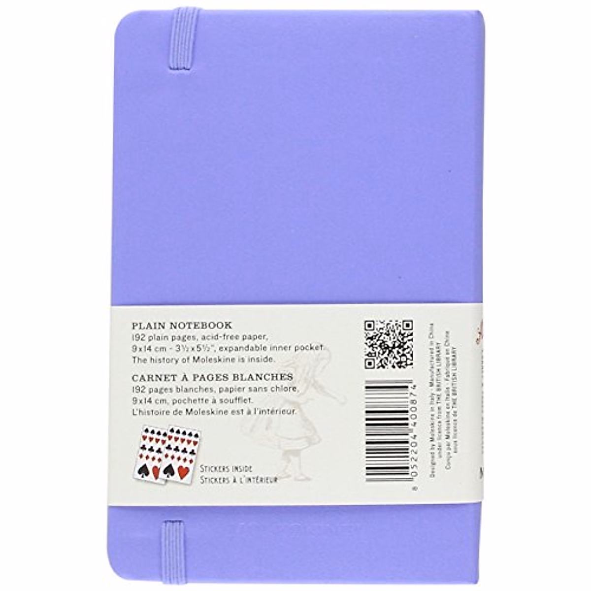 Moleskine Limited Edition Alice in Wonderland Notebook, Hard Cover, Pocket (3.5" x 5.5") Plain/Blank, Powder Blue, 192 Pages