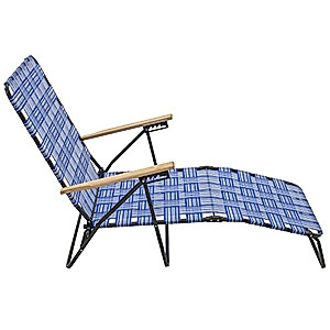 Garden Elements Folding Outdoor Patio/Lawn/Pool Chair Grey with Blue Woven Fabric and Arm Rests Lounger (2 Pack)