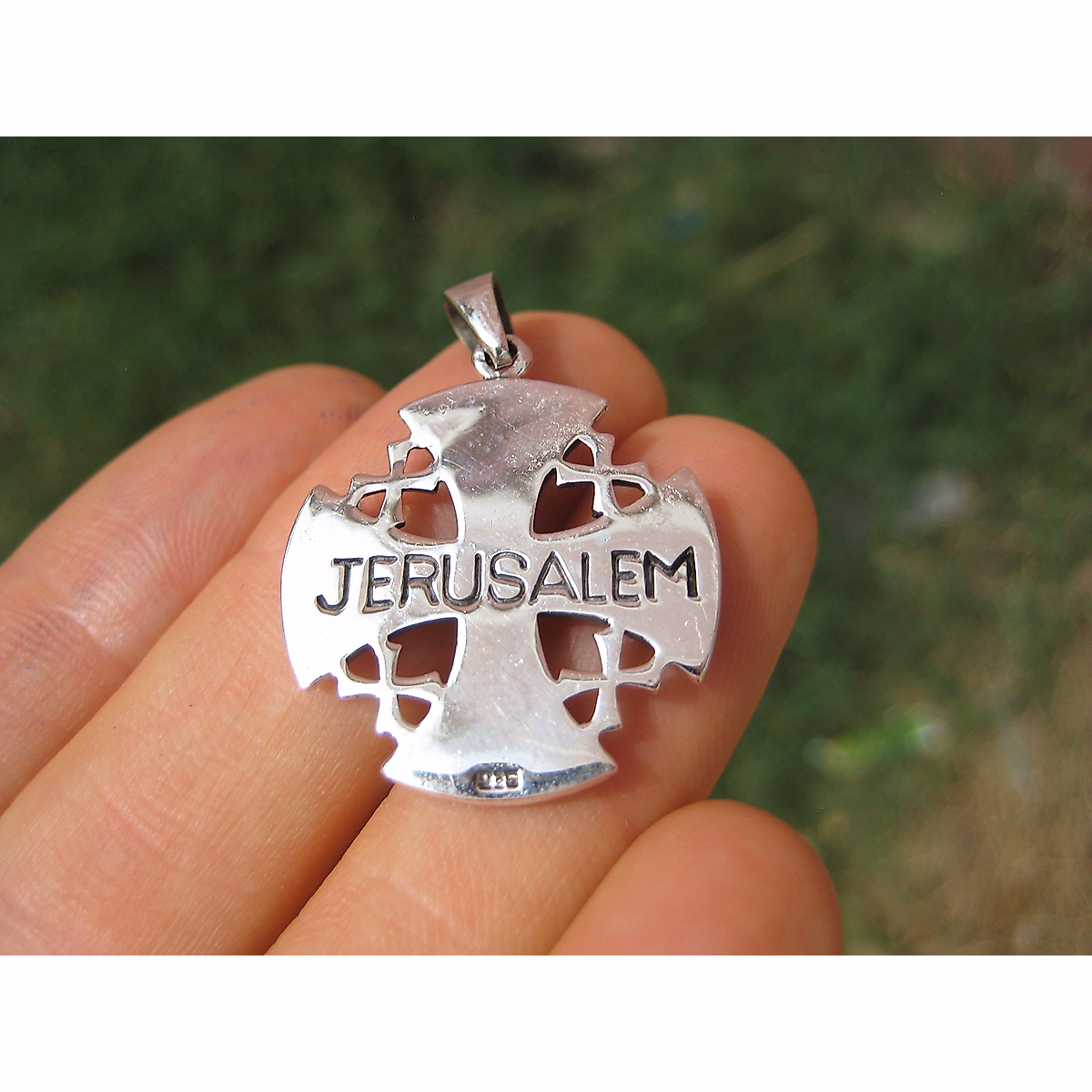 Himalayan Treasures 925 Sterling Silver Jerusalem Cross Fivefold Cross Crusaders Cross Emblem Medal Pendant Necklace A12
